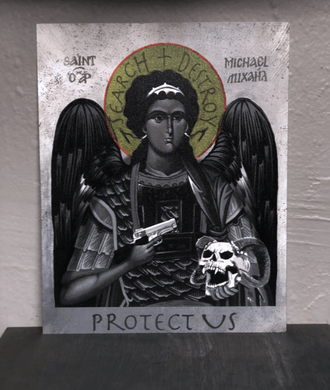 St. Michael Protect Us - Aluminum Sign – MIDNIGHT PLATOON